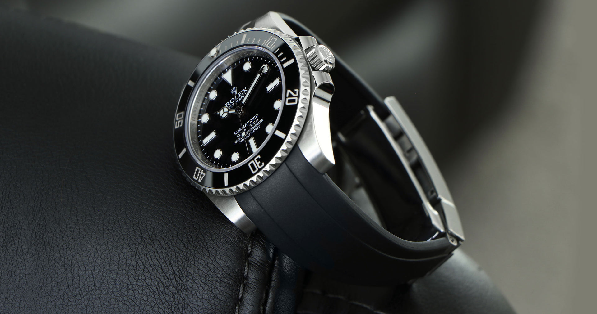Curved End Rubber Strap for Rolex Submariner Ceramic Watch | Everest Bands