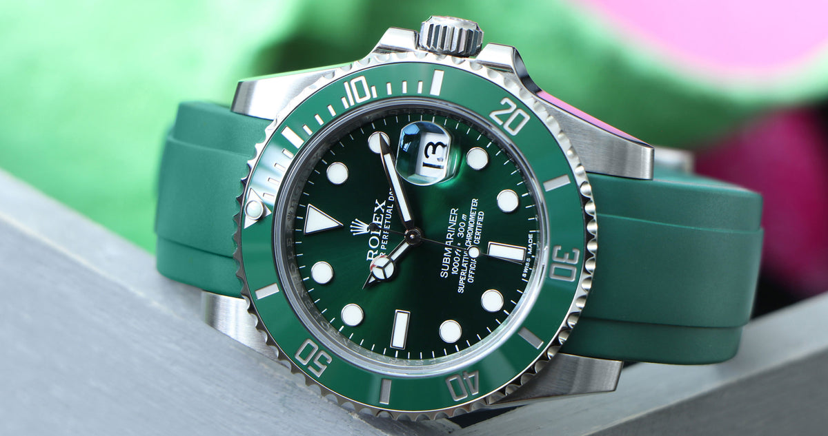 Curved End Rubber Strap for Rolex Submariner Ceramic Watch | Everest Bands