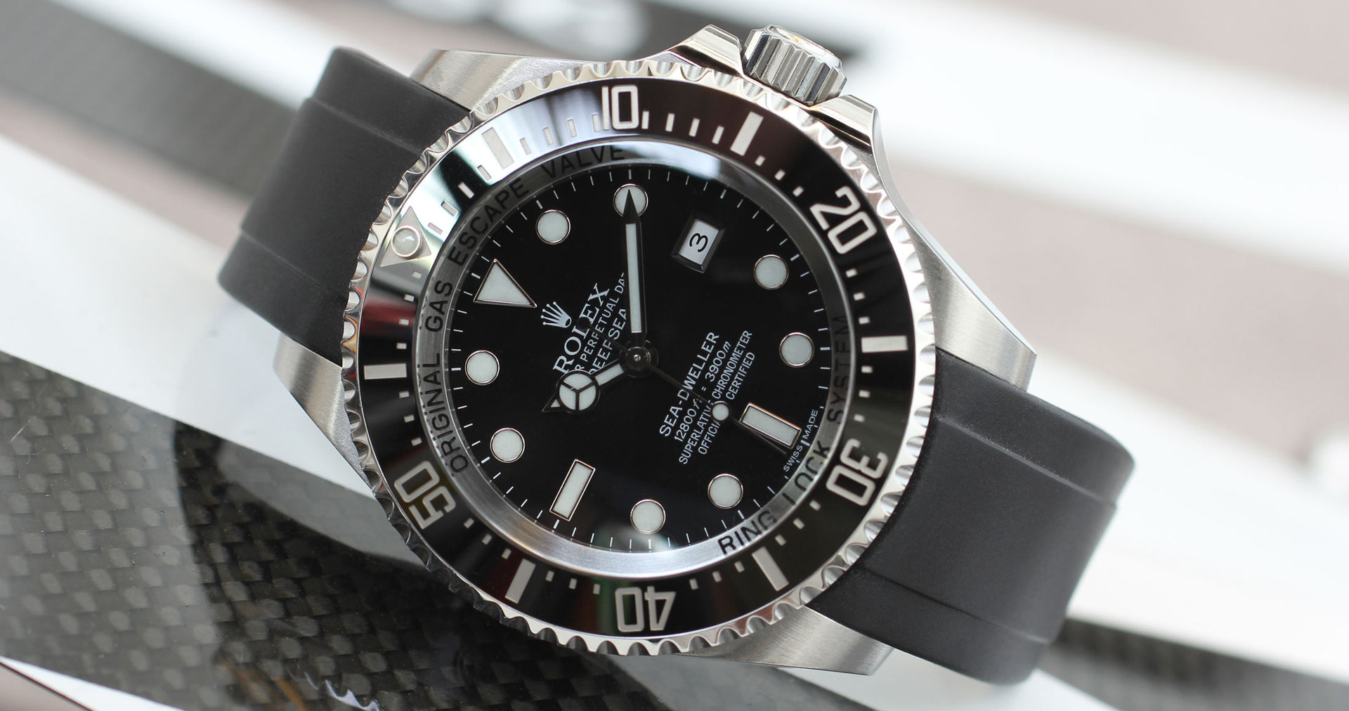 Curved End Rubber Strap for Rolex Deepsea Sea-Dweller Watch | Everest Bands