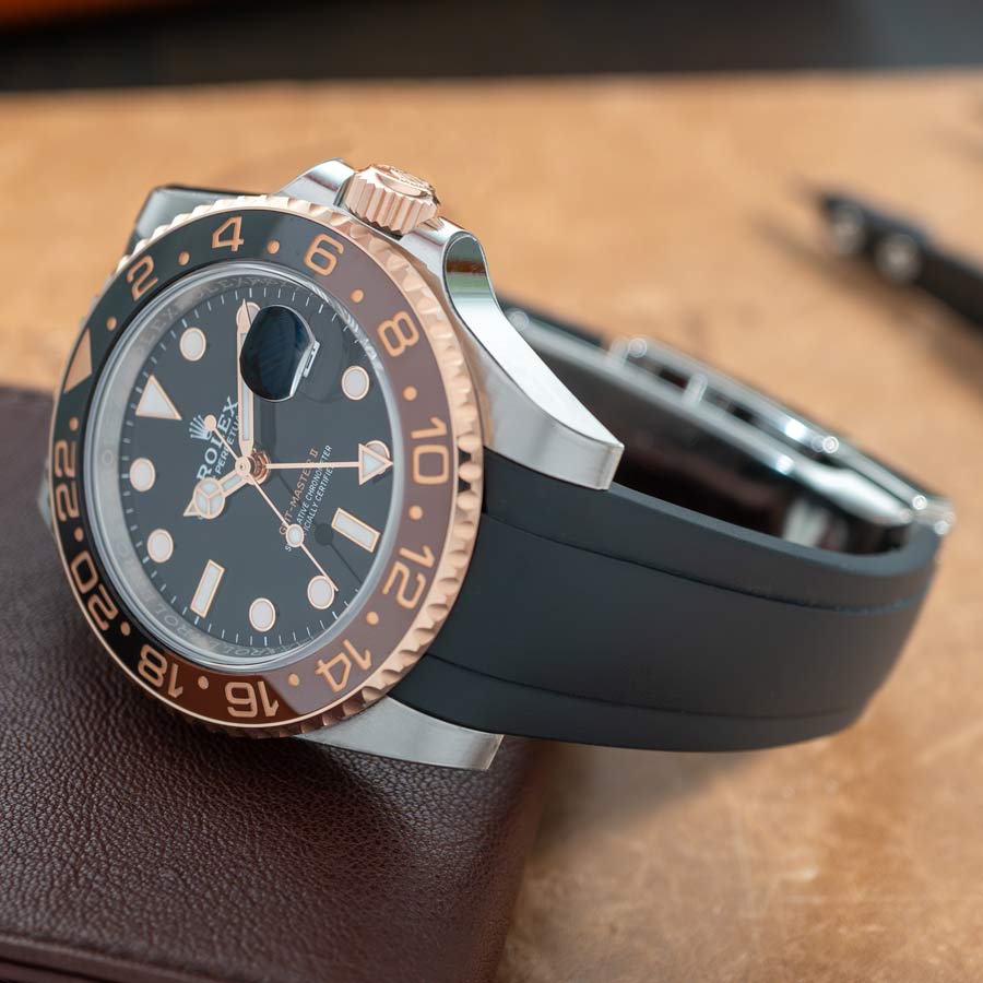 Curved End Rubber Strap for Rolex GMT Master II Ceramic Watch | Everest ...