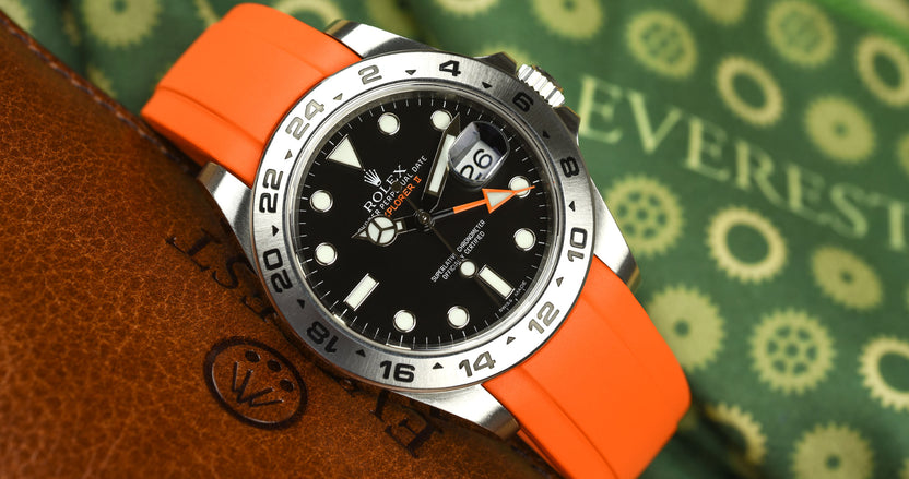 Curved End Rubber Strap for Rolex Explorer II 42mm Deployant | Everest ...