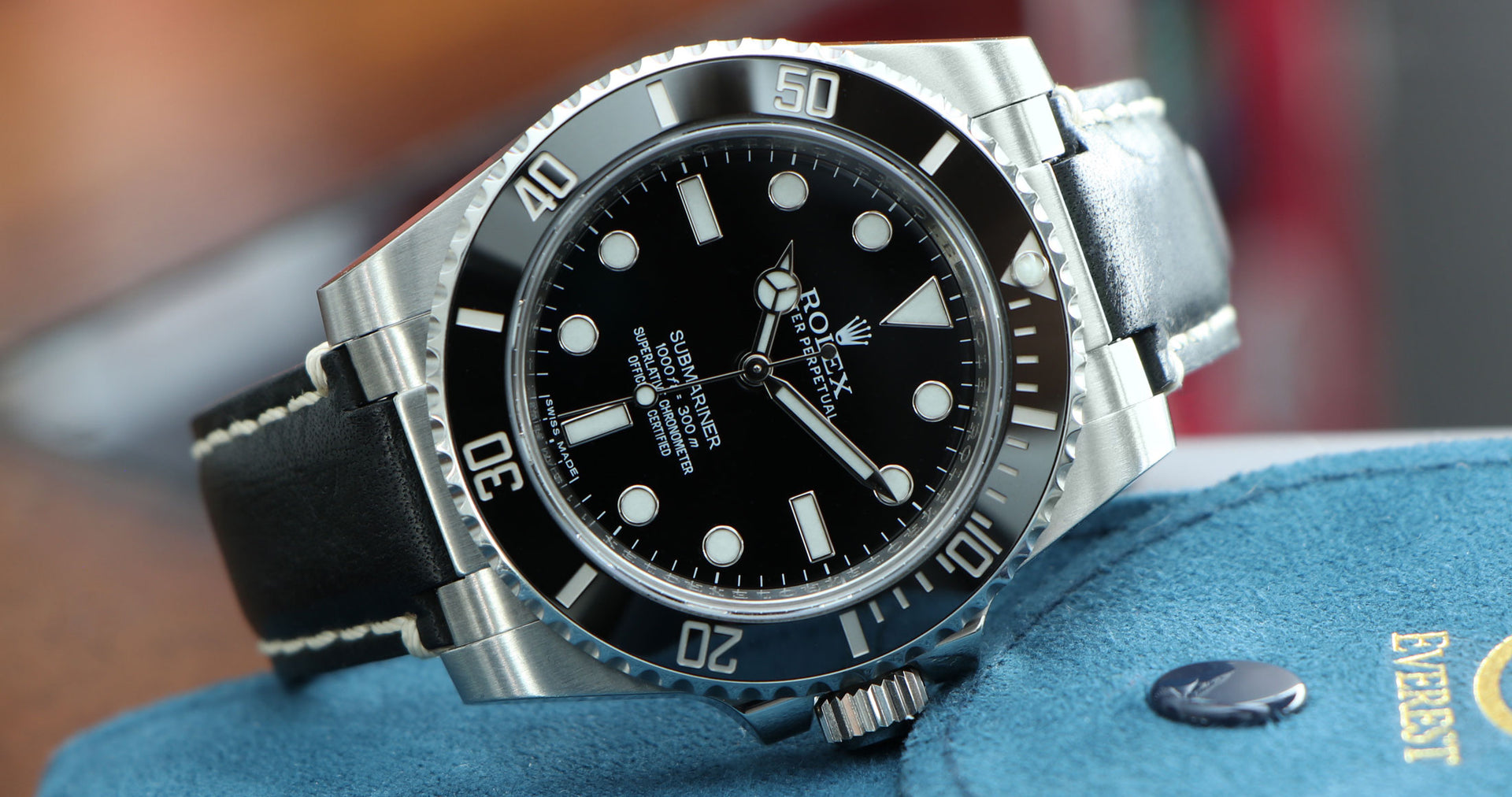 Steel End Link Leather Strap for Rolex Submariner Watch | Everest Bands