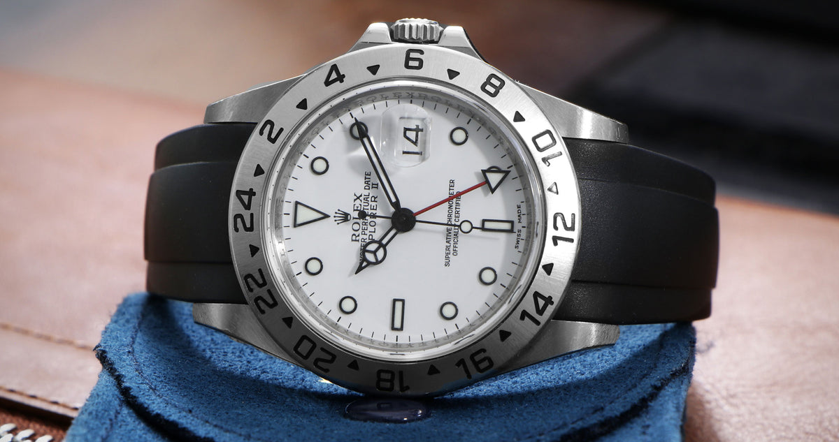 Curved End Rubber Strap for Rolex Explorer II Watch | Everest Bands
