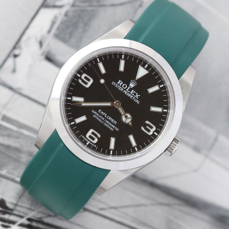 Curved End Rubber Strap for Rolex Oyster Perpetual 39mm Watch | Everest ...