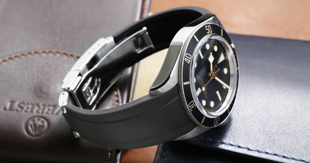 Curved End Rubber Strap for Tudor Black Bay 58 Deployant | Everest Bands