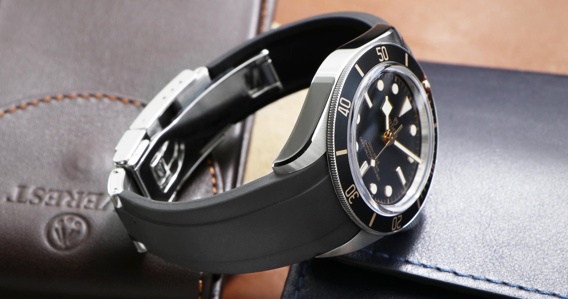 Curved End Rubber Strap for Tudor Black Bay 58 Deployant | Everest Bands