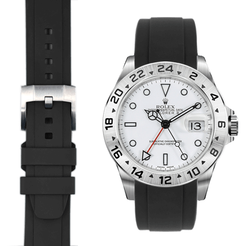 Curved End Rubber Strap for Rolex Explorer II Watch | Everest Bands