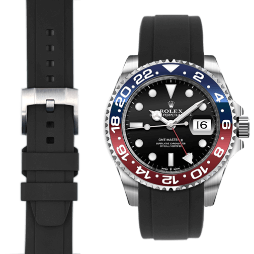 Curved End Rubber Strap for Rolex GMT Ceramic Jubilee Watch | Everest Bands