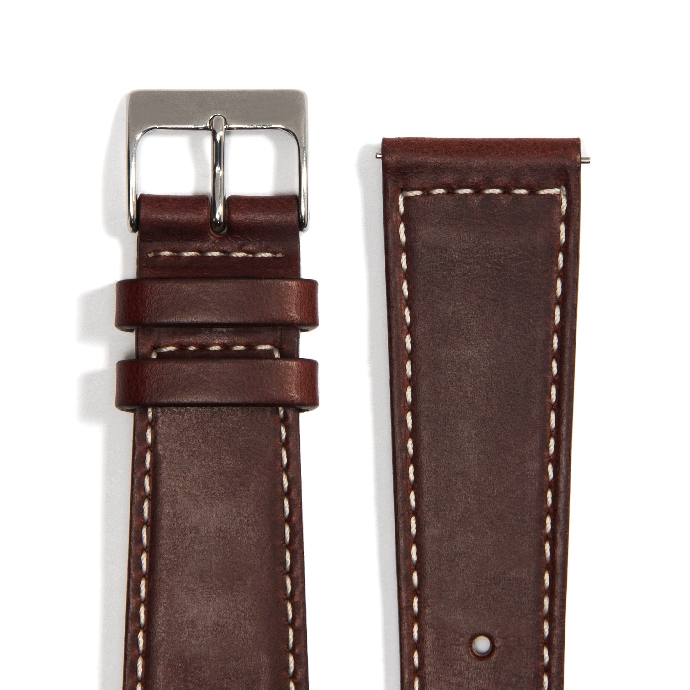 Curved End Cherry Leather Universal Watch Strap for 20mm & 22mm Lug ...