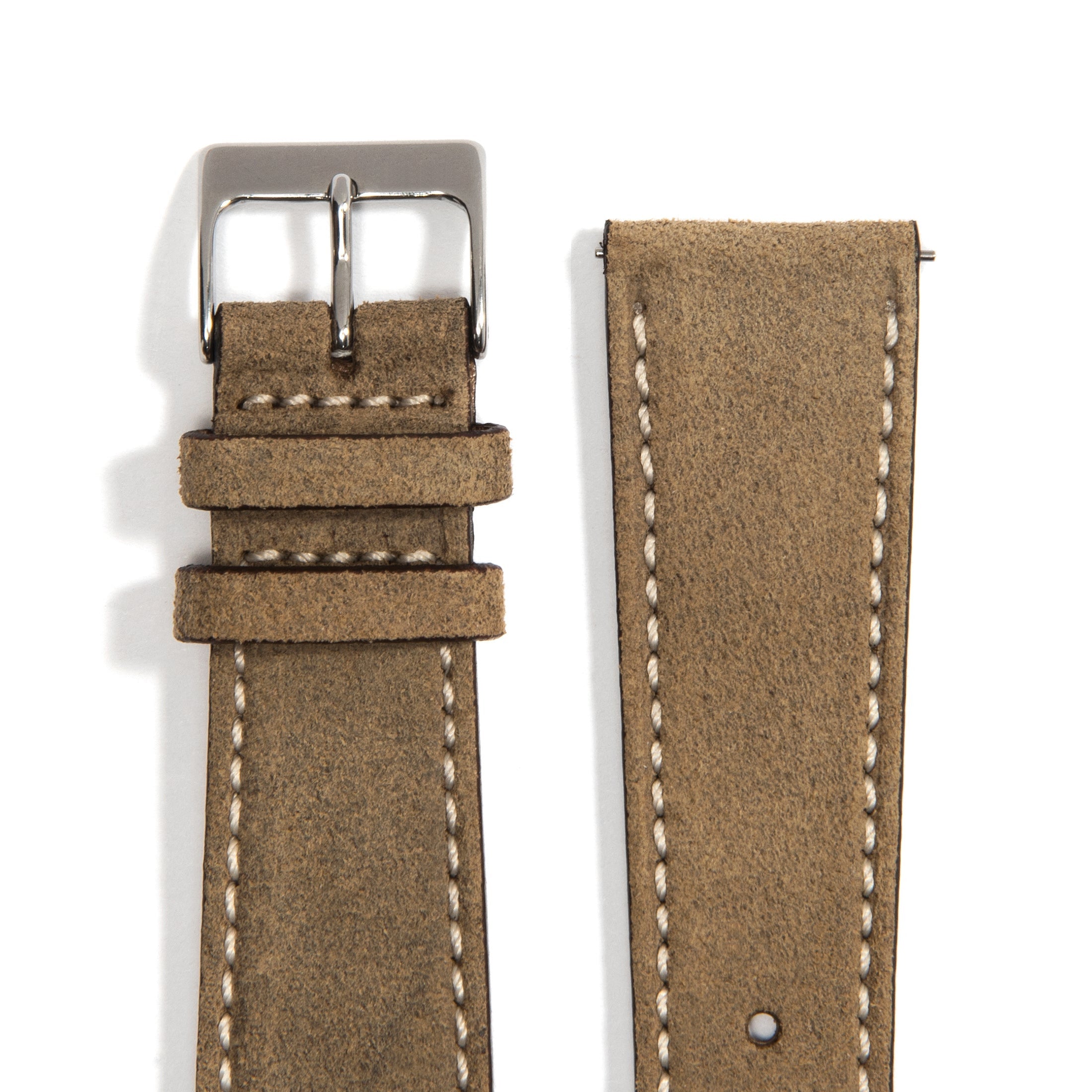 Curved End Taupe Leather Universal Watch Strap for 20mm & 22mm Lug ...