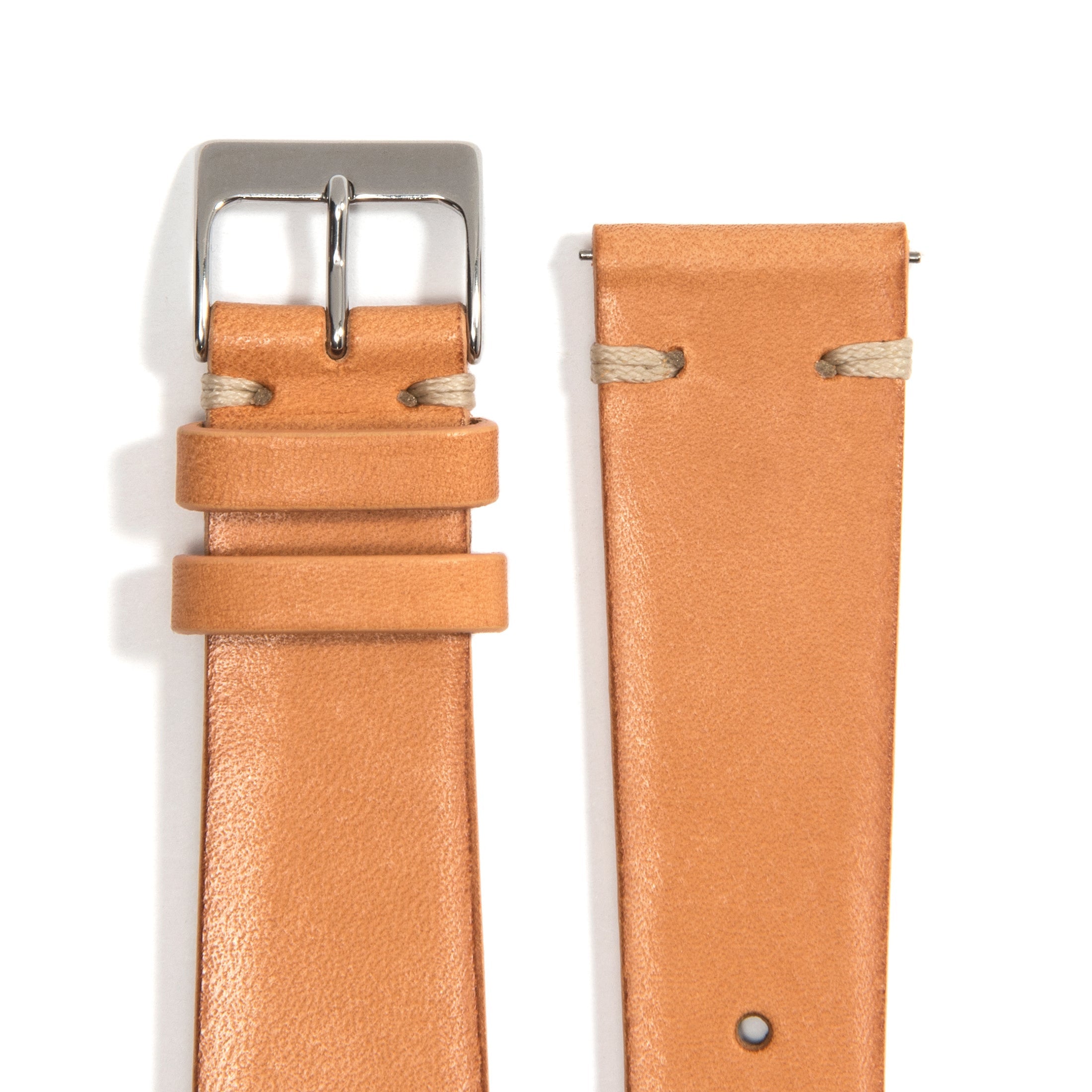 Curved End Tan Leather Universal Watch Strap for 20mm & 22mm Lug Width ...
