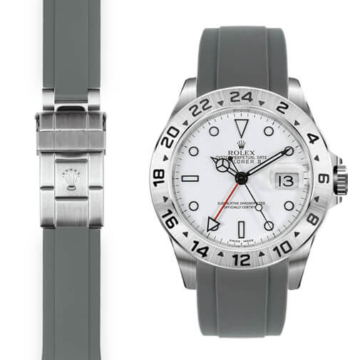 Curved End Rubber Strap for Rolex Explorer II Watch | Everest Bands